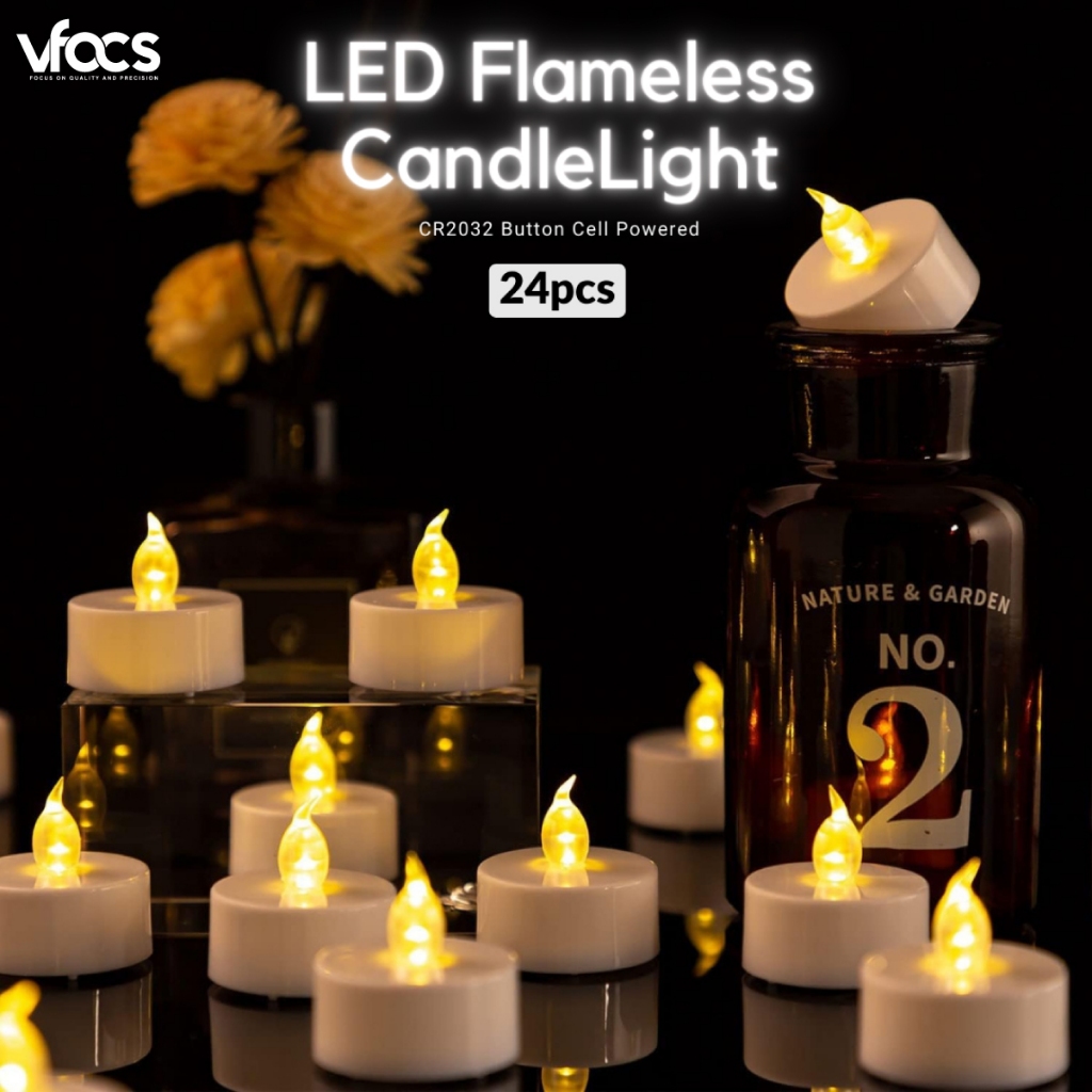 Vfocs 24pcs Flameless LED Tea Candle Light - Battery-Operated Mini Fake ...