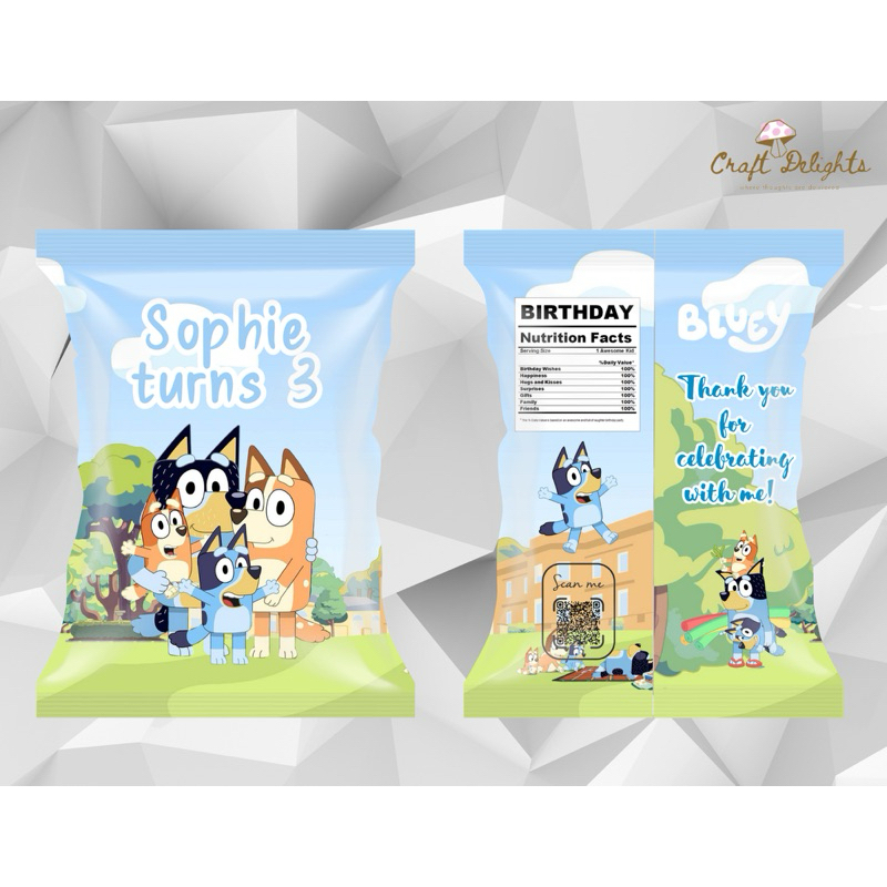 Bluey Chip Bag | Goodie Bag | Personalised Gift | Customised Gift | DIY ...