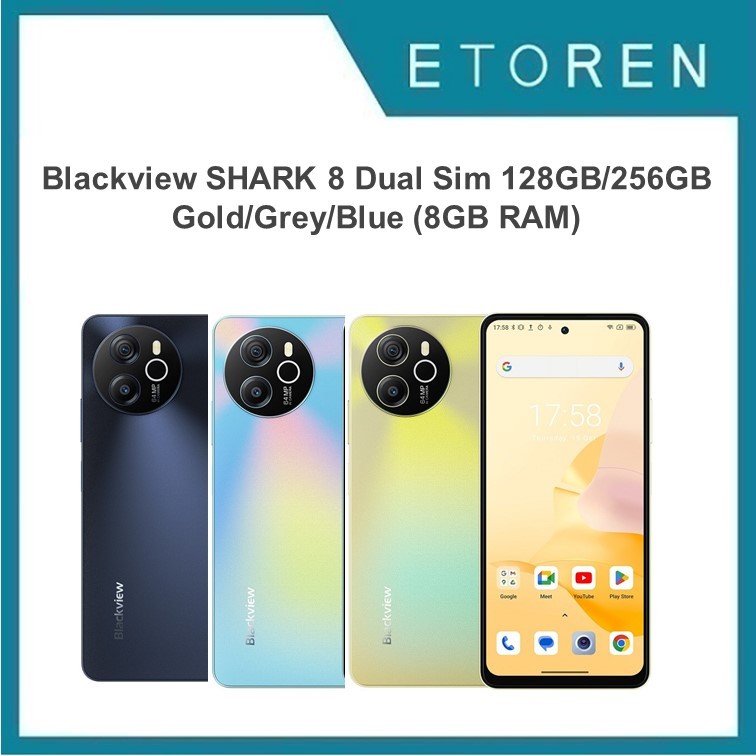 Blackview SHARK 8 Dual Sim 128GB/256GB Gold/Grey/Blue (8GB RAM) | Shopee Singapore
