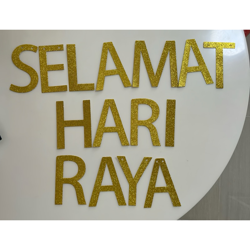 [Ready Stock]SELAMAT HARI RAYA Glitters Gold bunting banner | Shopee ...
