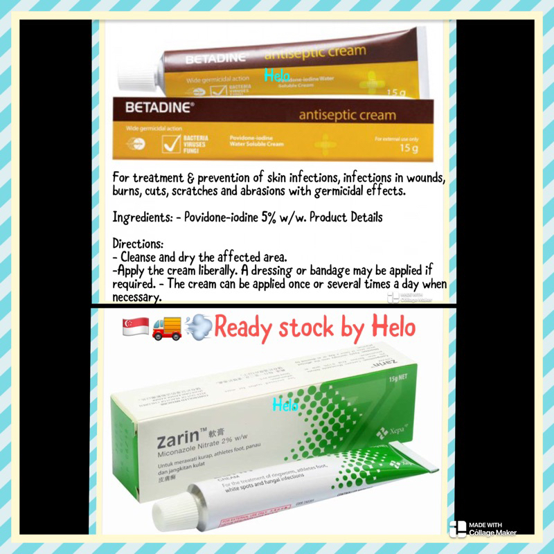 (🇸🇬🚚💨Ready stock Exp: 2027) Betadine antiseptic Zarin antifungal cream ...