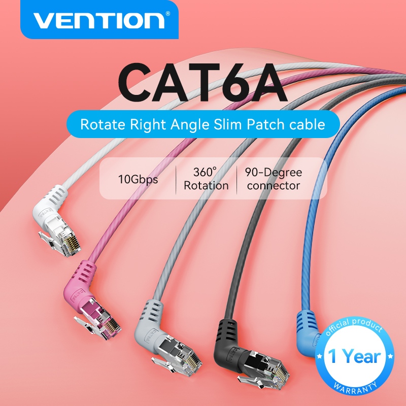 Vention Cat6A Ethernet Cable Patch UTP 10Gbps Network Performance Right Angle Slim LAN Cable for ...