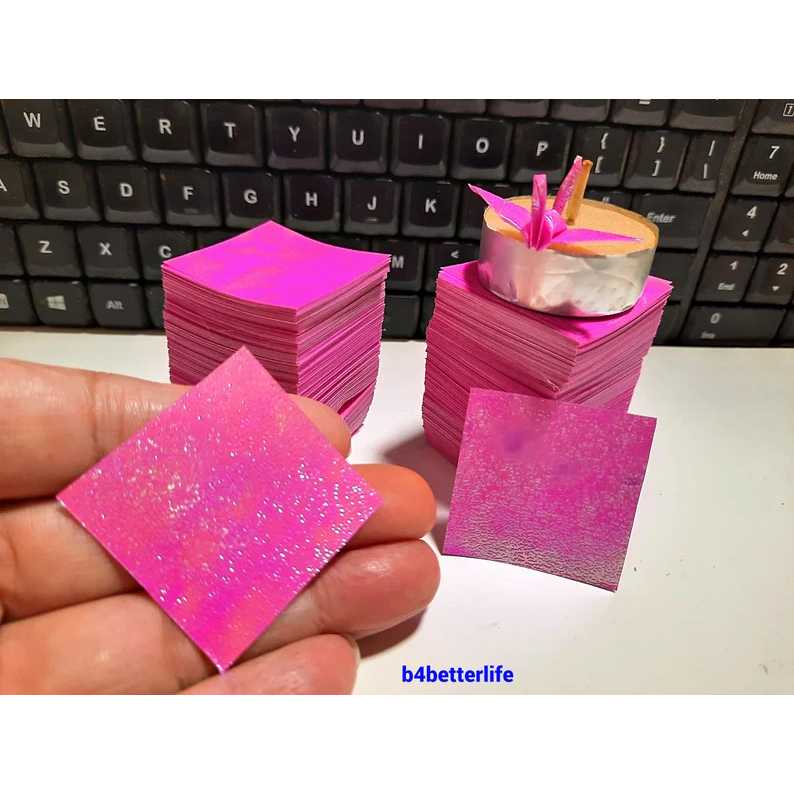 Senbazuru! 1,000 Sheets Pink Color 1.5" Origami Crane Paper Folding Kit ...