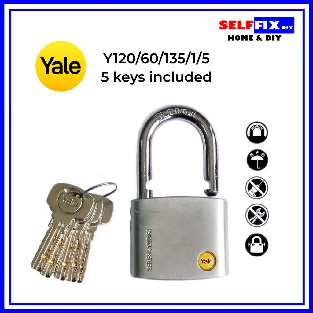 Yale Y120/60/135/1/5 - Padlock with 5 keys -Silver | Shopee Singapore