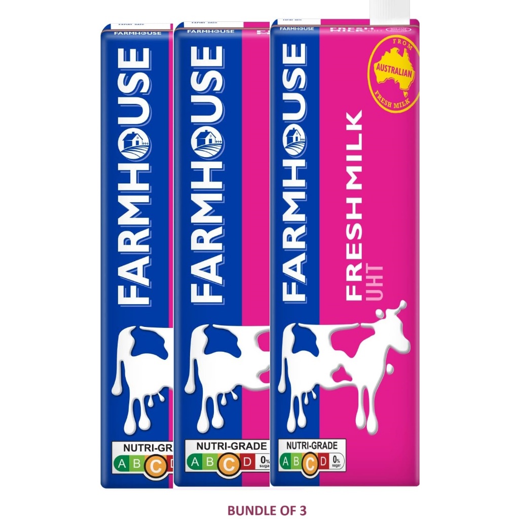 Farmhouse UHT Fresh Milk, 3 x 1L Expiry Feb 2026 | Shopee Singapore