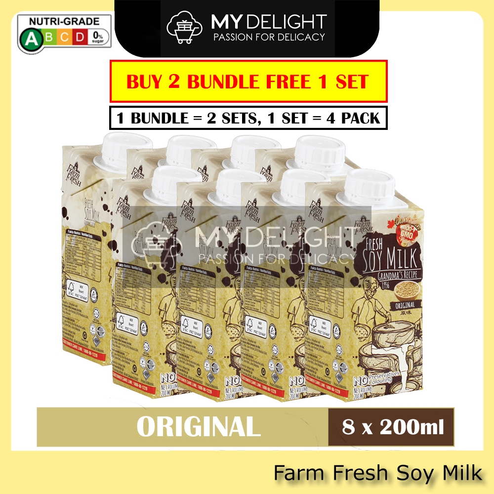 (8 x 200ml) Farm Fresh Soy Milk Grandma's Recipe Original Chocolate ...
