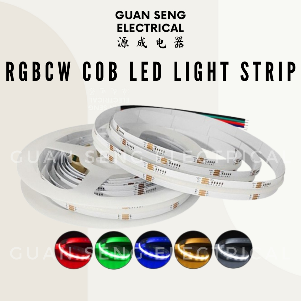 Premium RGBCW COB LED Light Strip Dimmable 5M 24V | Guan Seng ...