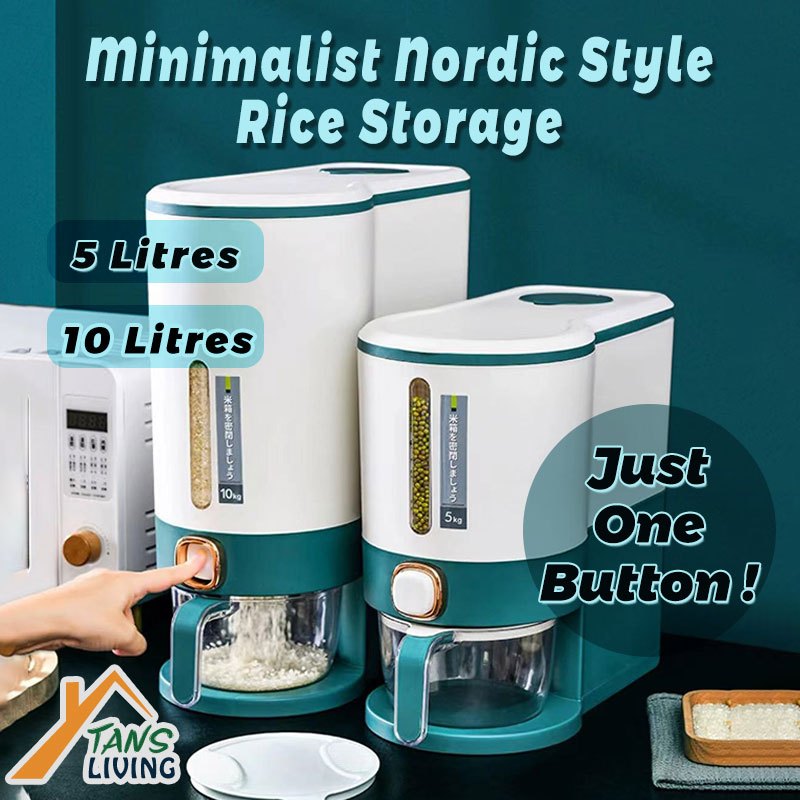 [LOCAL STOCK] Minimalist Nordic Rice Storage Container Dispenser Bucket ...