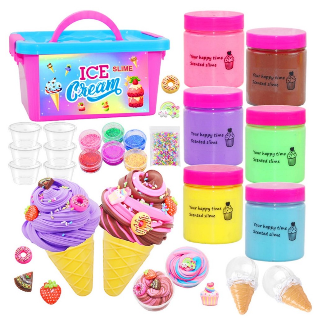 Ice -Cream / Galaxy Slime Kit Set for Girls and Boys Fluffy DIY Slime ...