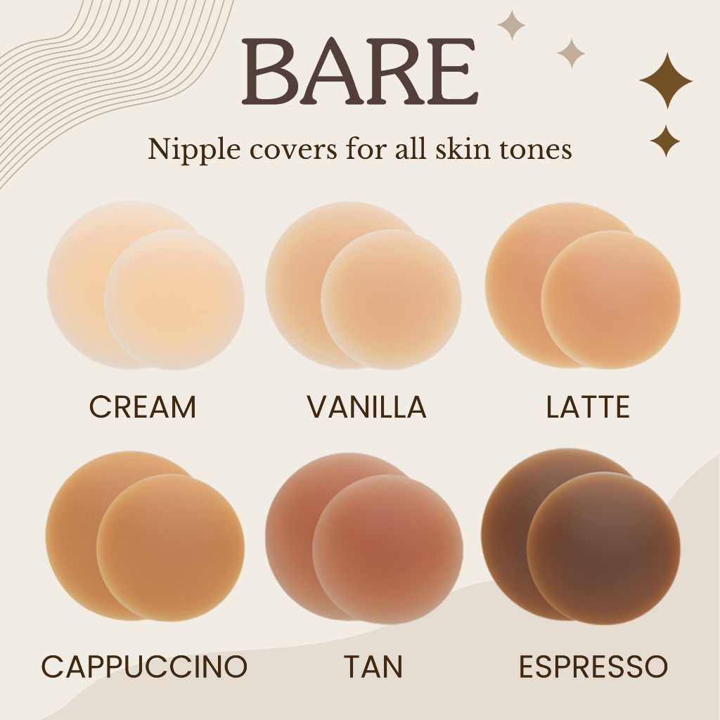 ️BARE ️ Reusable Self-Adhesive Nipple Cover / Non-Adhesive / Nippies Cover For Sensitive Skin ...