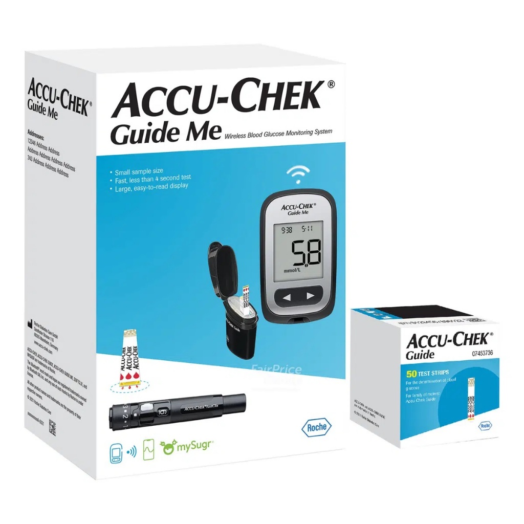ACCU CHEK Guide Me Blood Glucose Monitor (mmol)+ 50's Guide Glucose ...