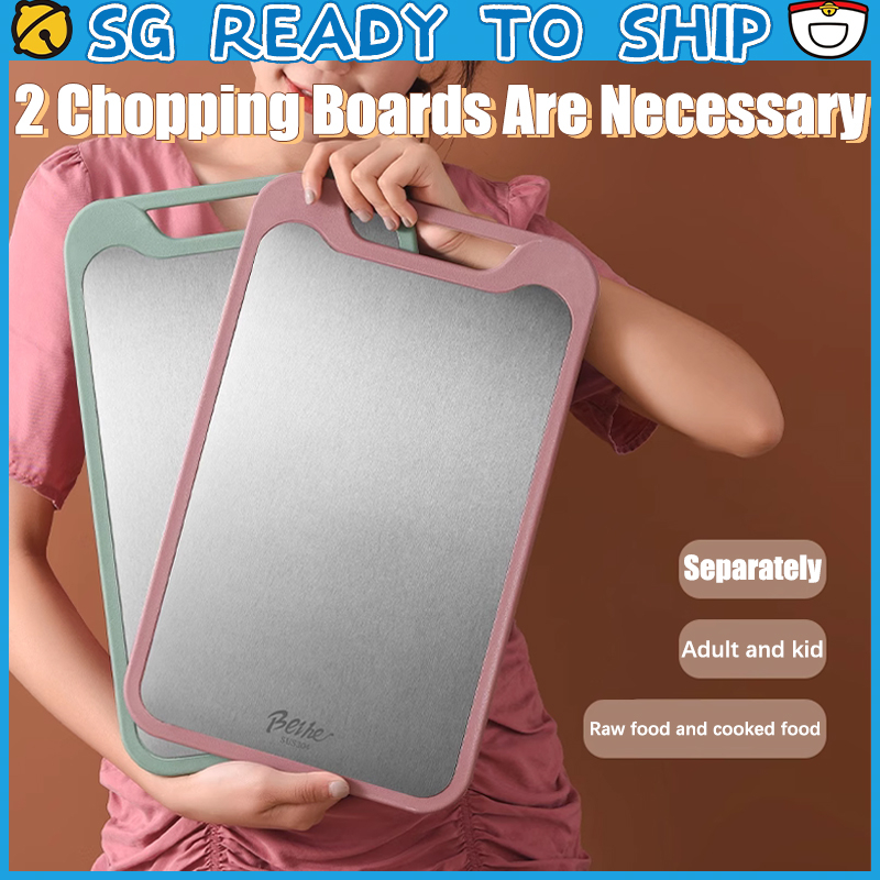 Double Sided Chopping Board Stainless Steel Cutting Board For Meat Fish Vegetable Fruits ...
