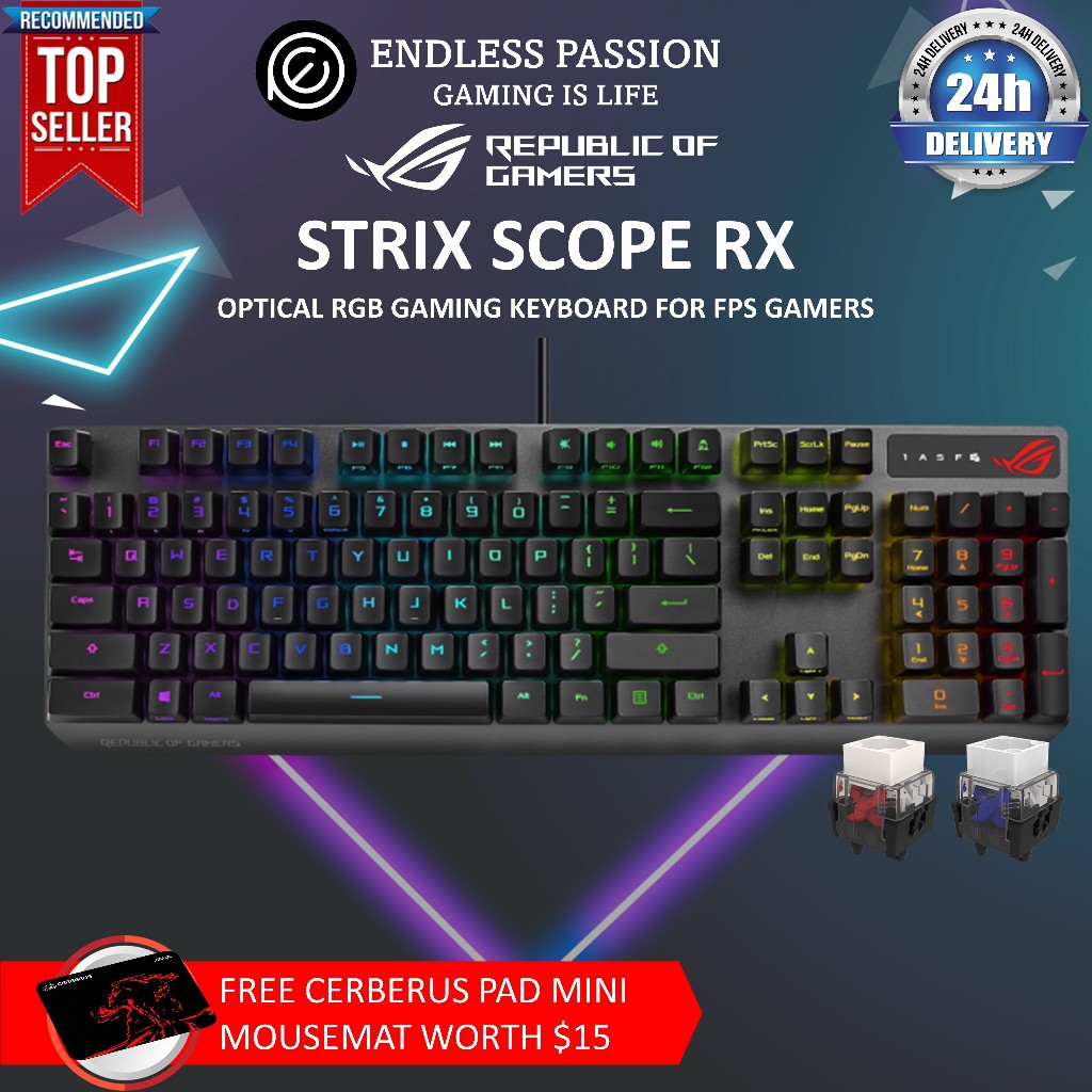 Asus ROG Strix Scope Gaming Keyboard - RX Optical Mechanical Switch ...