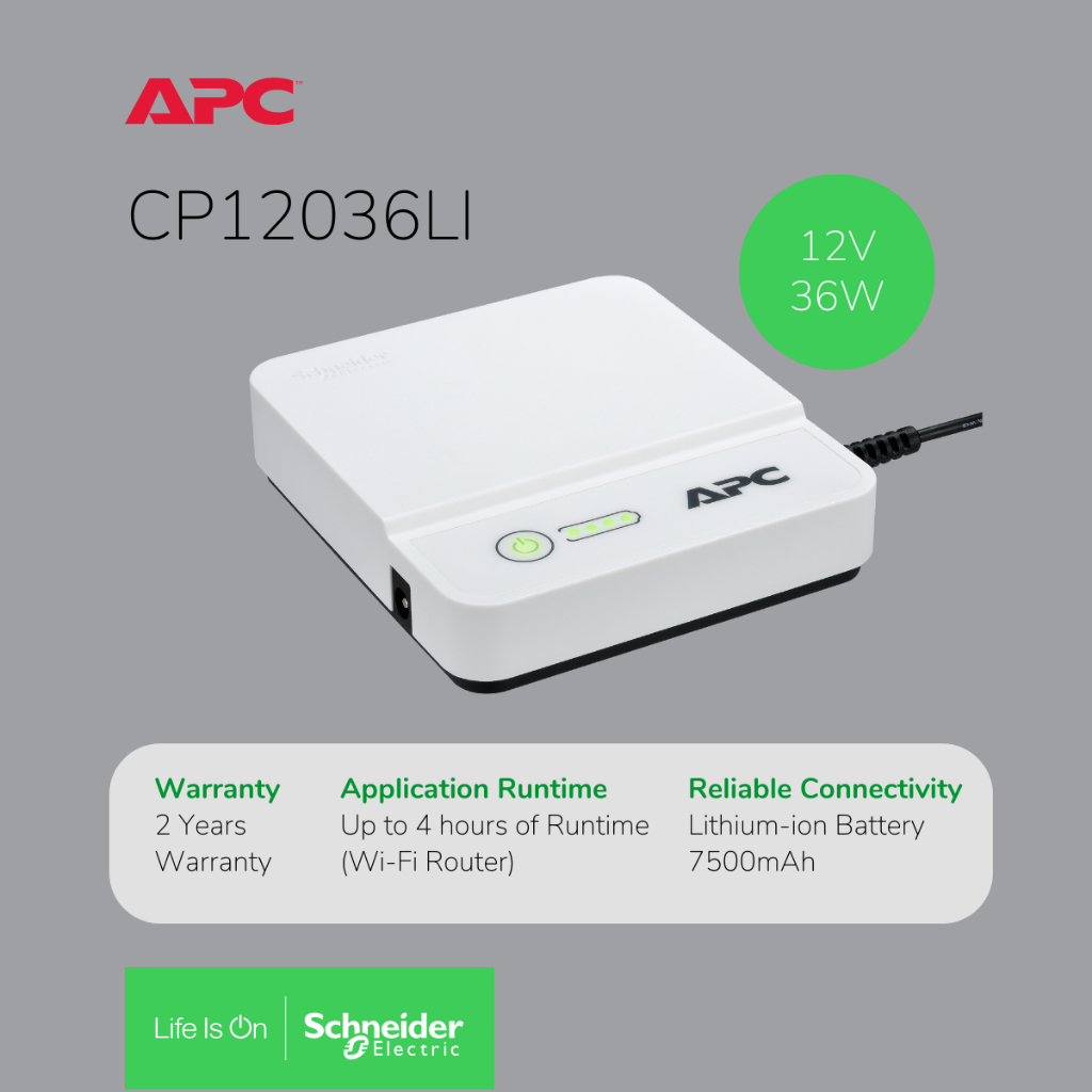 APC Back-UPS Connect 12V dc 36W, lithium-ion, mini network ups to ...