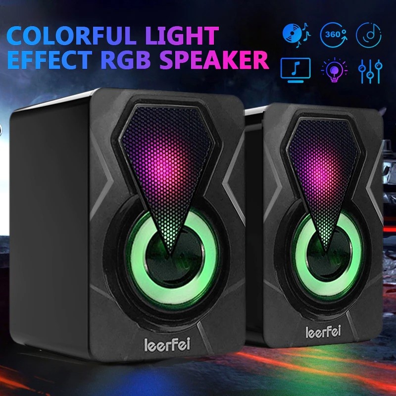 RGB LED Gaming USB Wired Speaker With Dynamic Gaming Lights, High ...