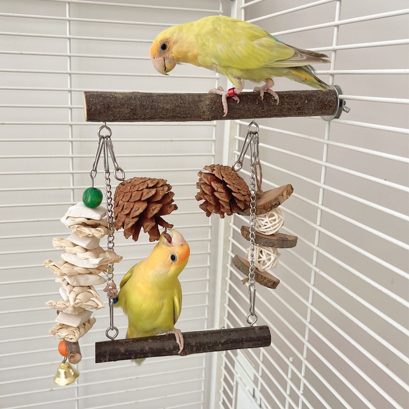 Parrot Station Pole | Swing Solid Wood | Perched Wooden | Birdcage ...