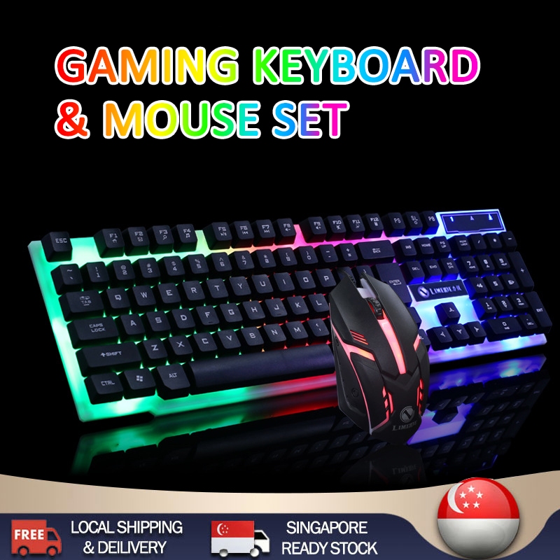 【READY STOCK】RGB Gaming Keyboard and Mouse Set Mechanical Touch Wired ...