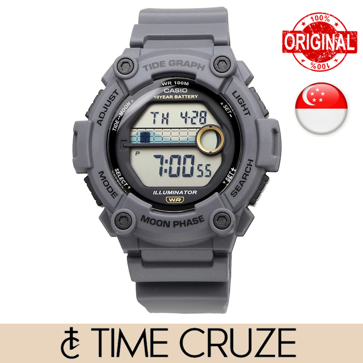 [Time Cruze] Casio WS-1300 Tide Graph Moon Graph Grey Resin Strap Digital Men Watch WS-1300H ...