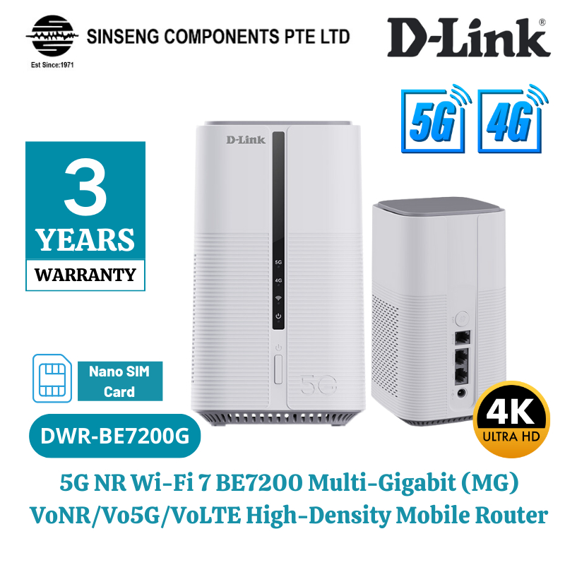 D-Link DWR-BE7200G 4G | 5G Sim Card NR Wi-Fi 7 Multi-Gigabit VoLTE ...