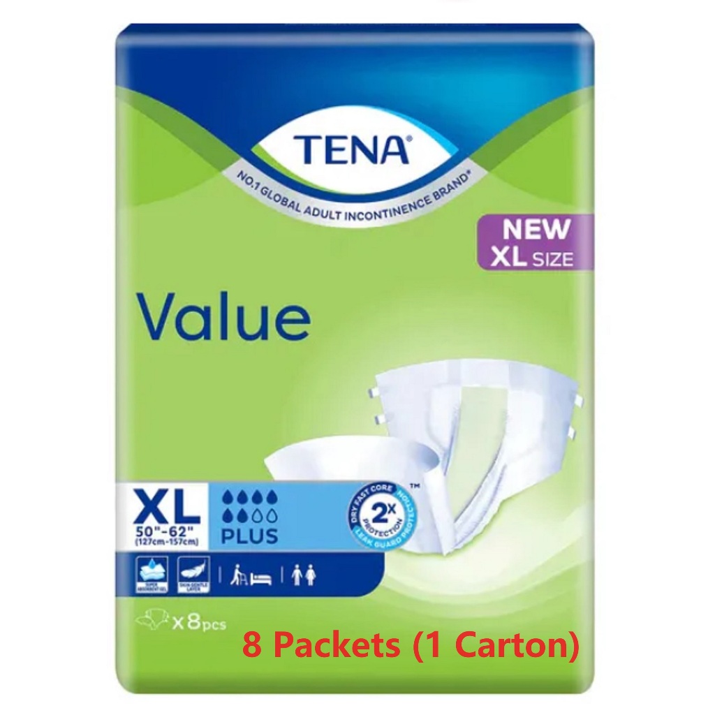 NEW STOCKS (Carton Sale) Super Large Size Diapers NEW TENA Value (XL) Tape Adult Diapers 127cm ...