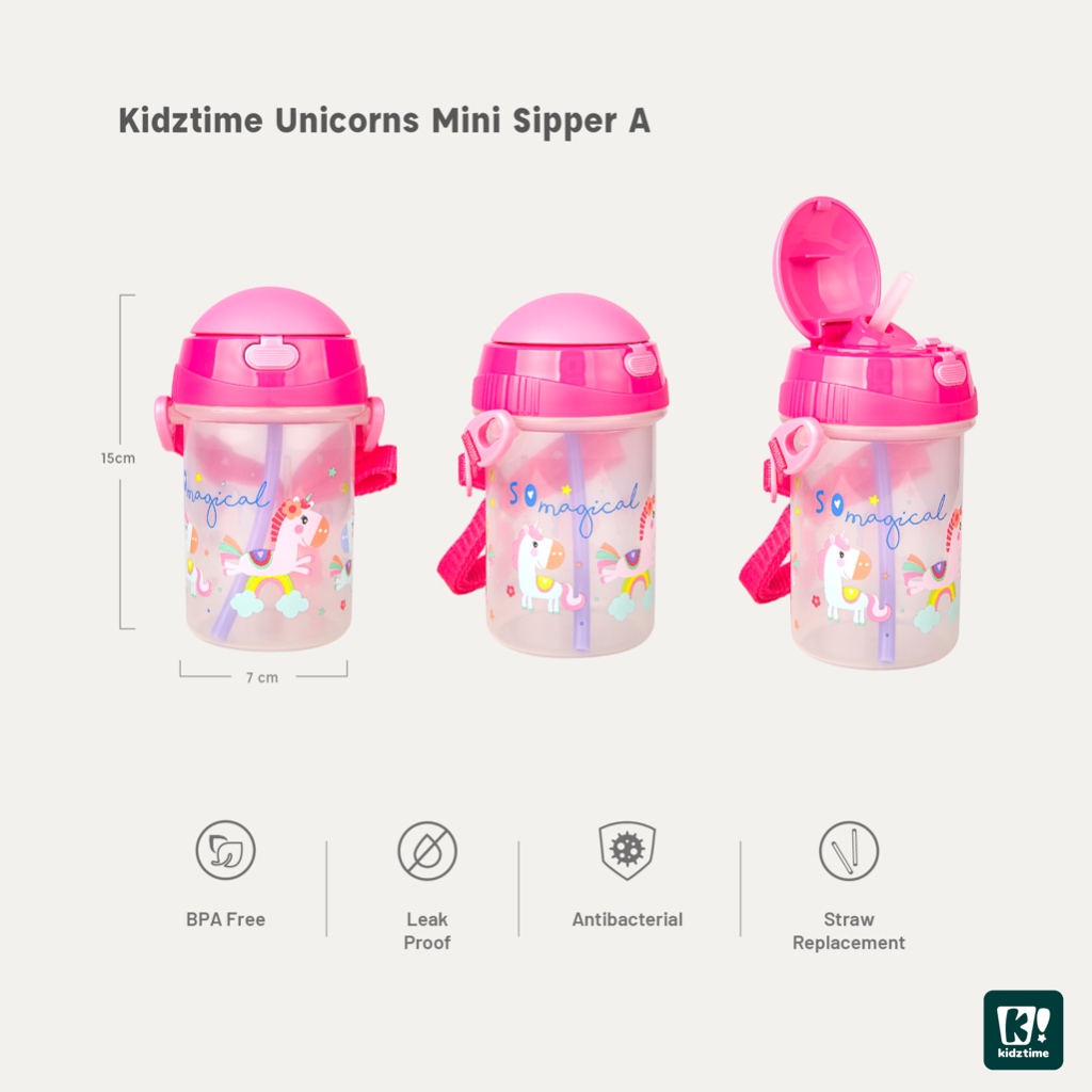 Kidztime 380ml/550ml Antibacterial Classic Sipper Kids Straw water bottle BPA Free pawpatrol ...