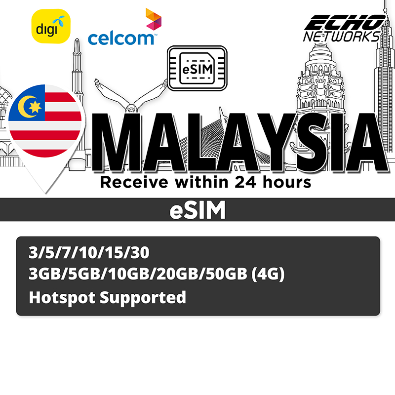 [eSIM- Malaysia] 5-30 Days | 5GB/10GB/20GB(4G) Data | No registration Required | Shopee Singapore