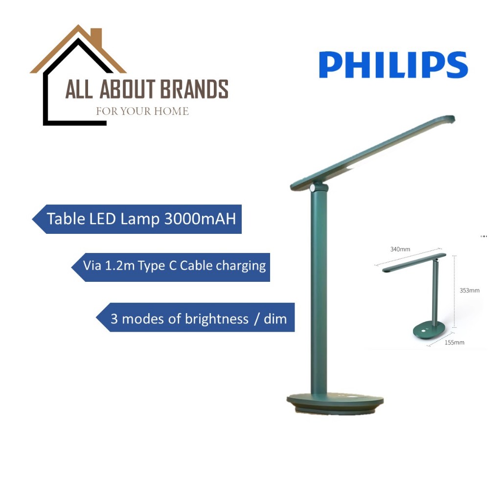 Philips LED Table Lamp | 3 modes of brightness | Charge via Type C ...