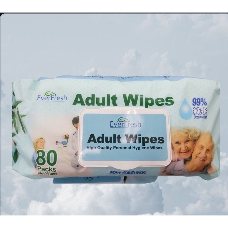 (Bundle 12,6) Everfresh Adult Wipes 80s Adult Wet Wipe Aloe Vera ...