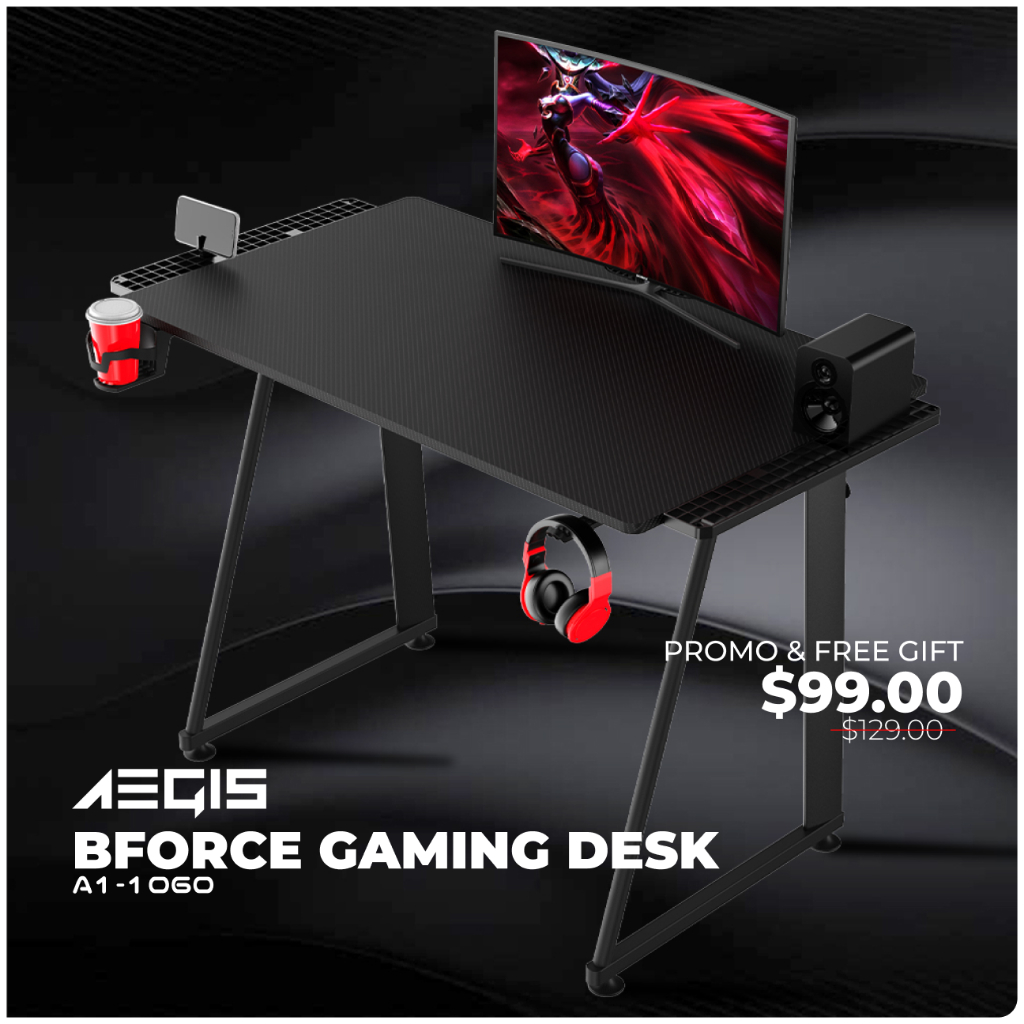 AEGIS BFORCE Ergonomic Computer Gaming Desk, Extend Panel, Free ...