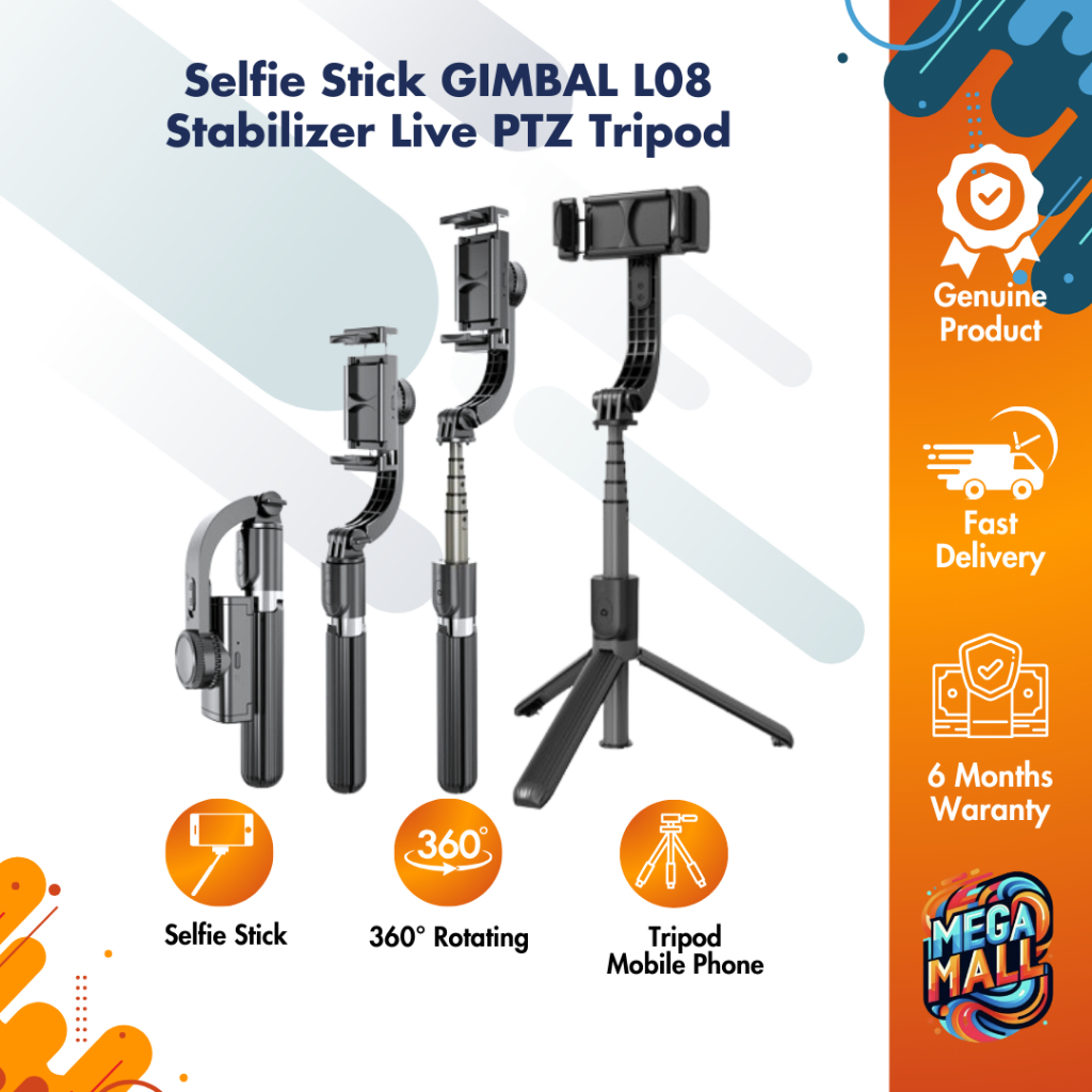L08 Gimbal Mobile Phone Stabilizer - Compact, Selfie Stick, Tripod ...