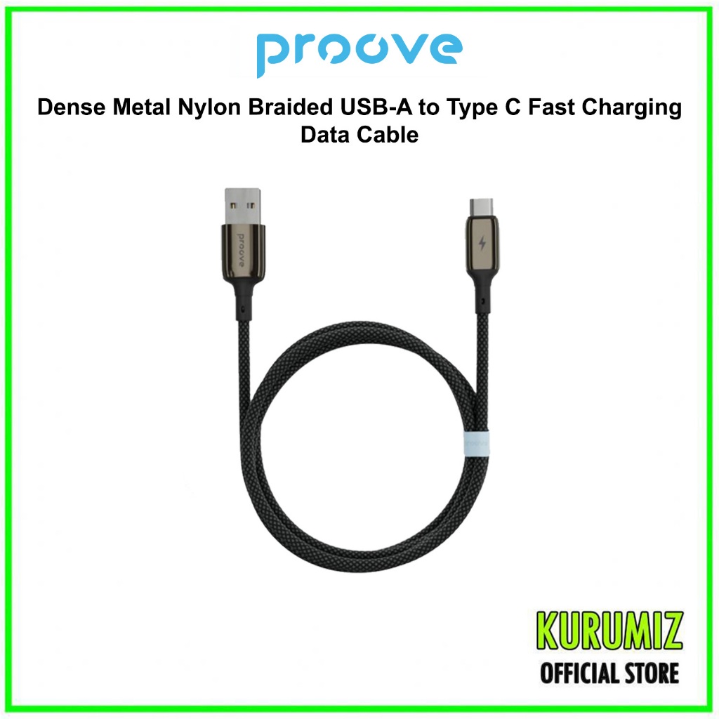 PROOVE Dense Metal Nylon Braided USB-A to Type C Fast Charging Data Cable | Shopee Singapore