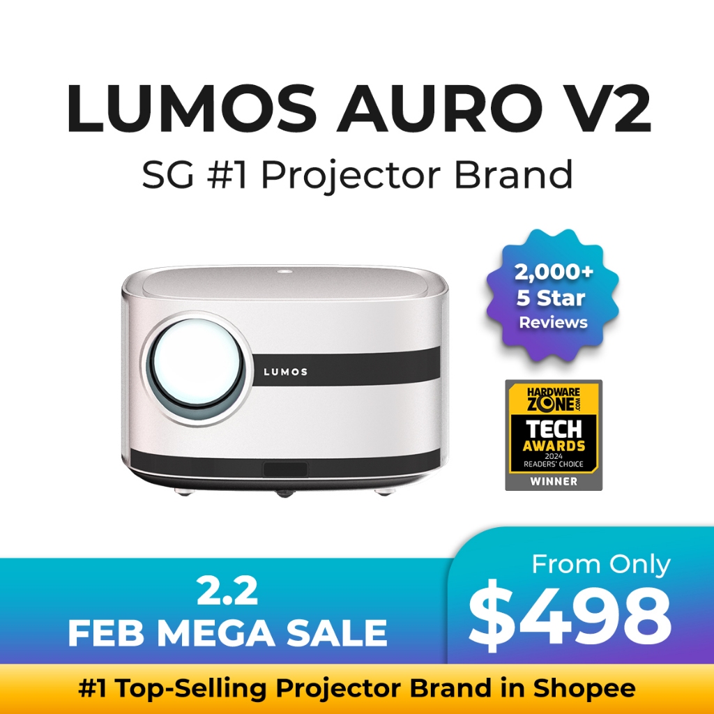 [Official Store] LUMOS AURO V2 Home Cinema Portable Projector | Shopee Singapore
