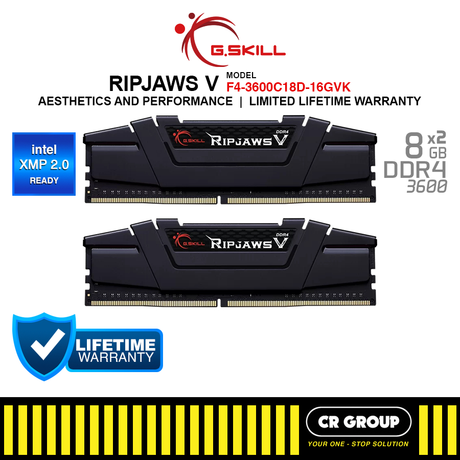 G.SKILL Ripjaws V DDR4 3600MHz CL18 RAM - 2x8GB/2x16GB/2x32GB (Limited ...