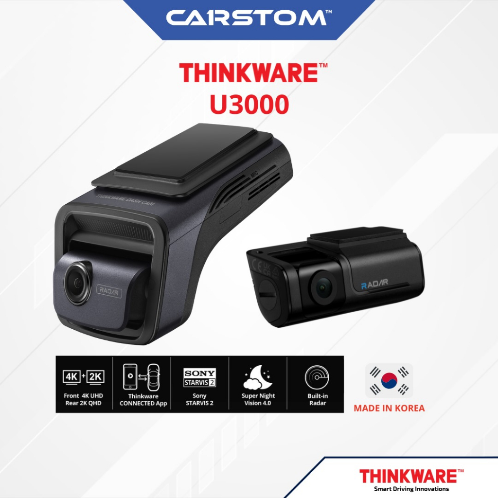 THINKWARE U3000 2CH Car Dashcam 64GB SD 4K UHD Front/2K Rear Cam, WiFi ...