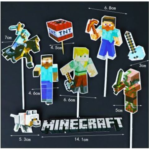 Minecraft Cake Decoration Card Topper Set 我的世界蛋糕装饰纸卡插牌套装 | Shopee Singapore