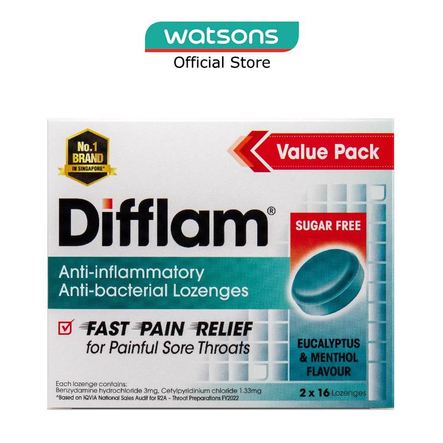 DIFFLAM Eucalyptus & Menthol Lozenges (Relieve Pain & Swelling) Twin ...