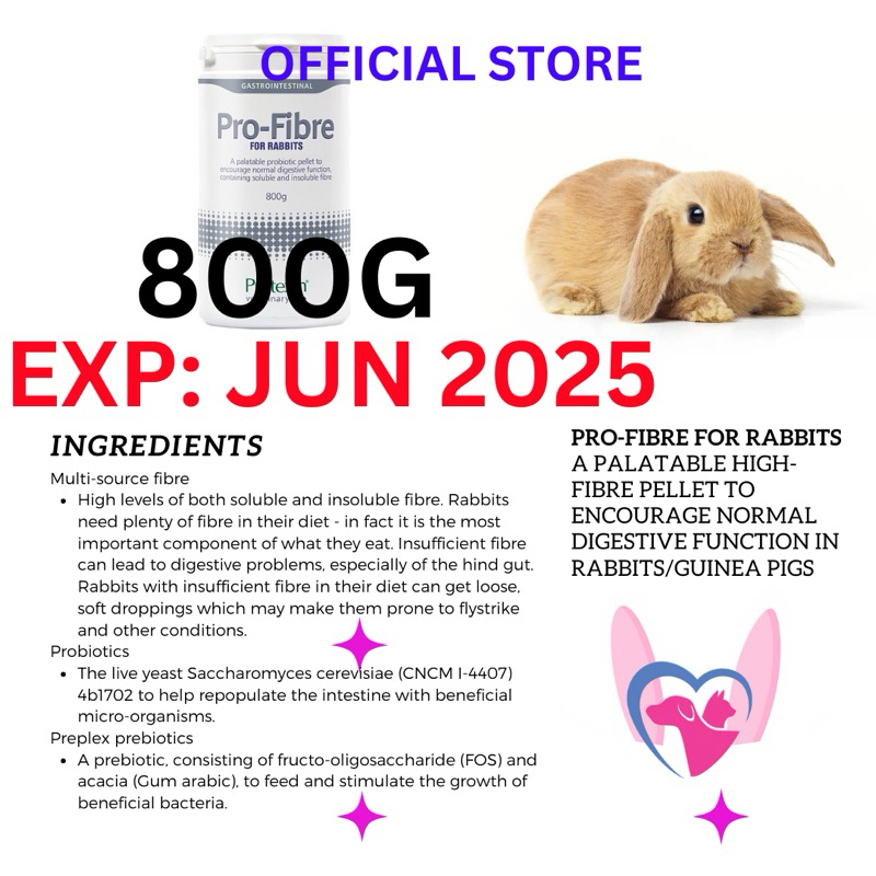 Protexin Pro-Fibre Profibre Gut Probiotic Pellet for Rabbits / Guinea ...