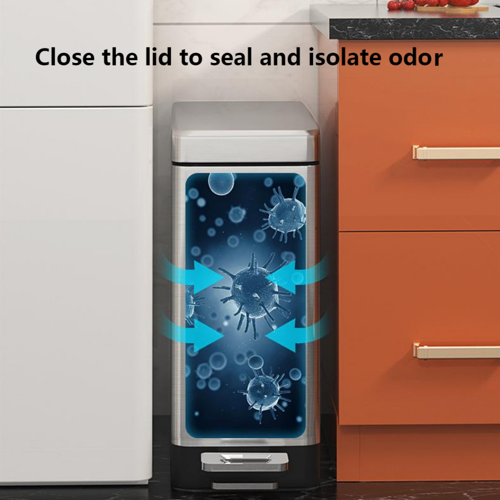 Stainless Steel Dustbin with Lid Soft Closing Rubbish Bin Large Trash ...