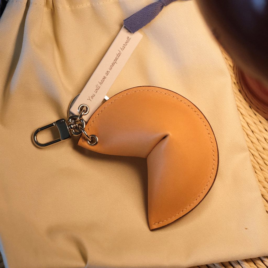 Handcrafted Leather Fortune Cookie Charm - Fortune Cookie Keychain ...