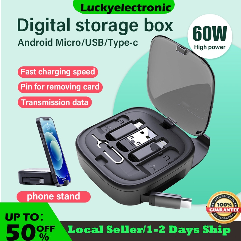 【SG】60w 6 in 1 fast charging cable retractable cable organizer ...