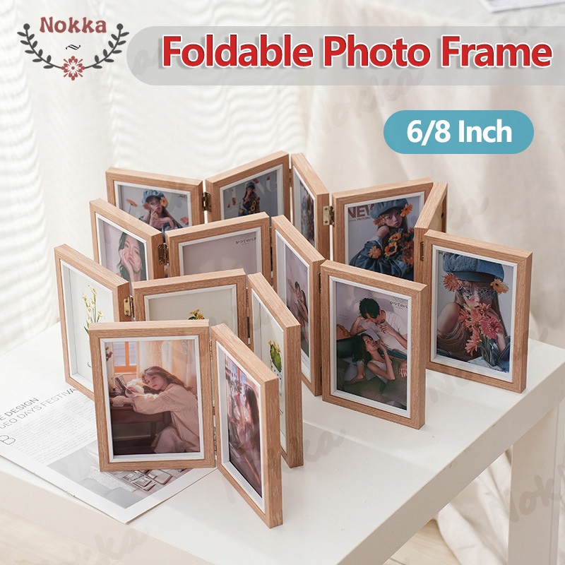 【SG】Wooden Foldable Photo Frame Desktop Album Set Double/Triple Folding ...