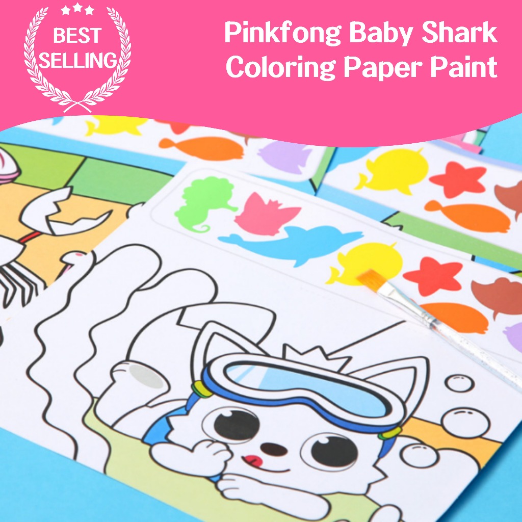 Pinkfong Baby Shark Bebefin Sea Animal Coloring Paper Paint Creative ...