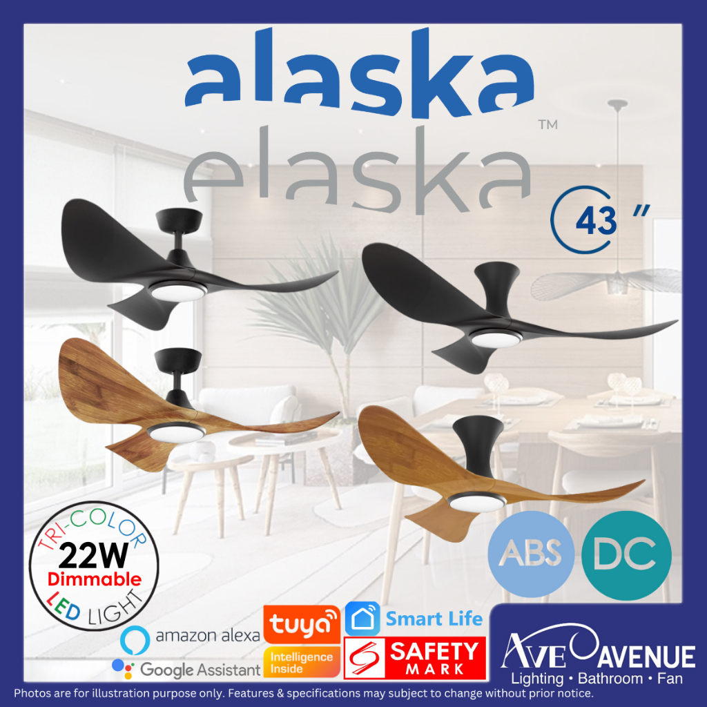 ALASKA Bura / Burah Smart DC Motor 43 Inch 3 Blade Ceiling Fan w/ LED ...