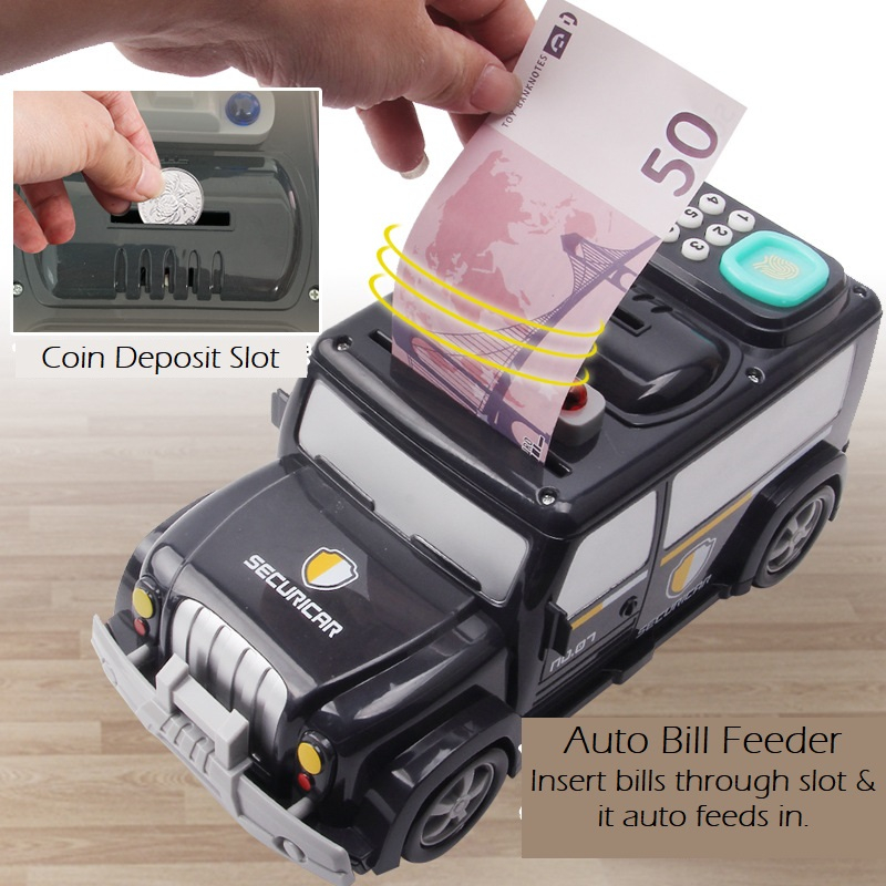 Password Protected Money Truck Cash Bills & Coin Deposit Saving Bank ...