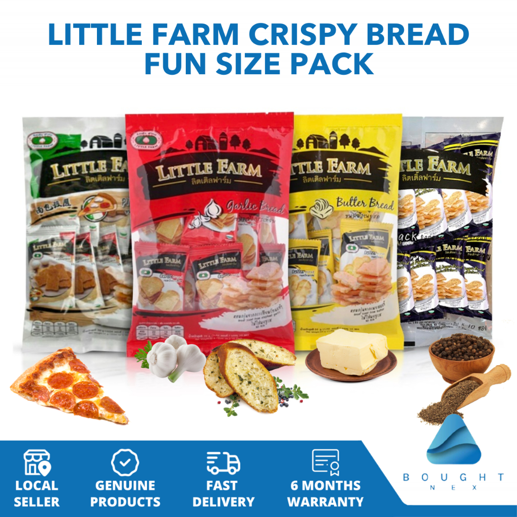 Little Farm Crispy Bread - Fun Size Garlic Butter Snack, 1 Bag = 10 Pcs ...