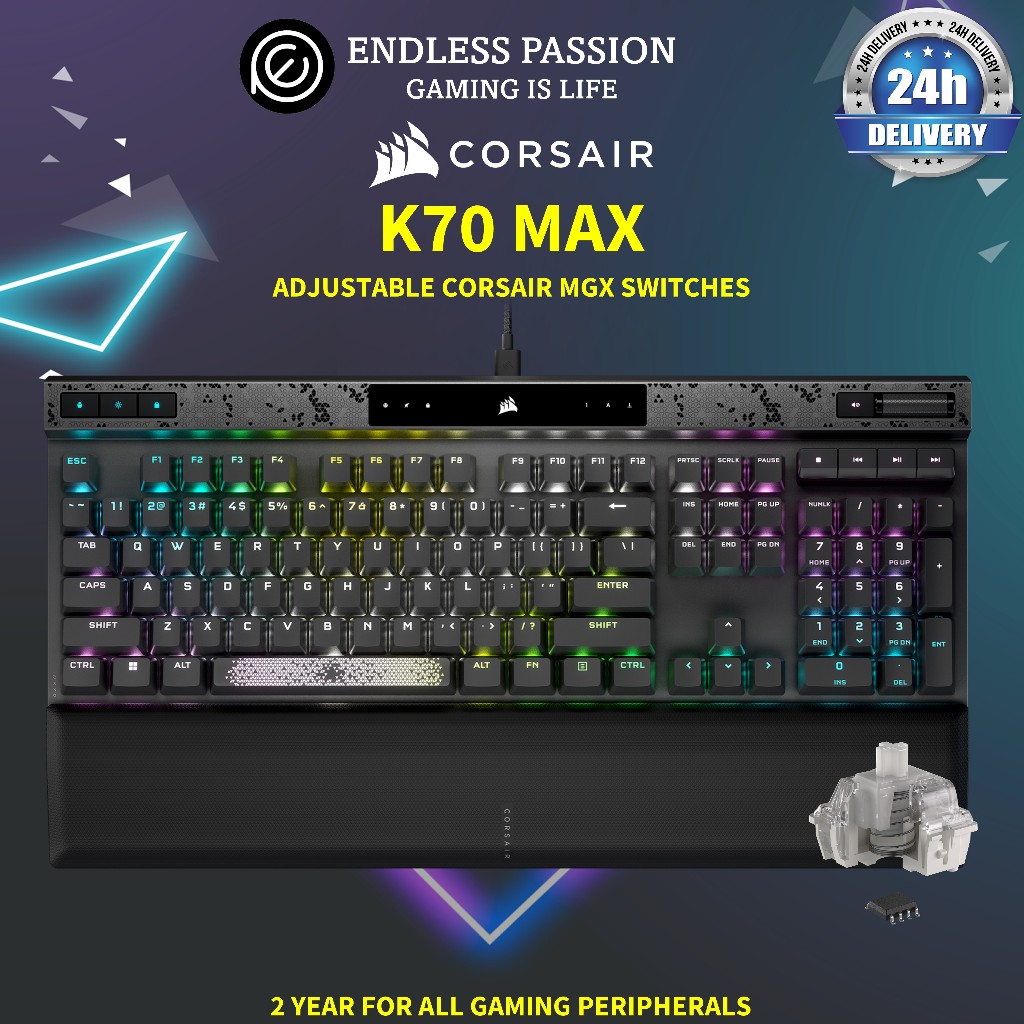 Corsair K70 MAX RGB Magnetic-Mechanical Gaming Keyboard - Steel Gray CH ...