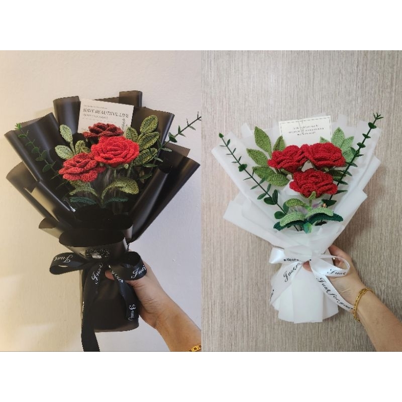 Rose Bouquet Crochet Flower Bouquet/Anniversary/Birthday/Graduation ...