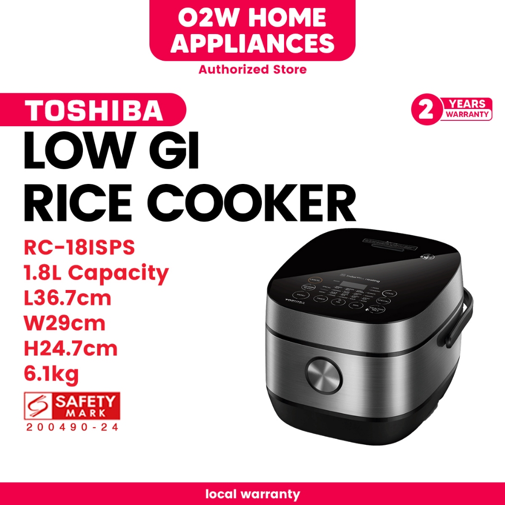 Toshiba RC-18ISPS 1.8L Low GI Rice Cooker with Binchotan PFA Non-Stick ...