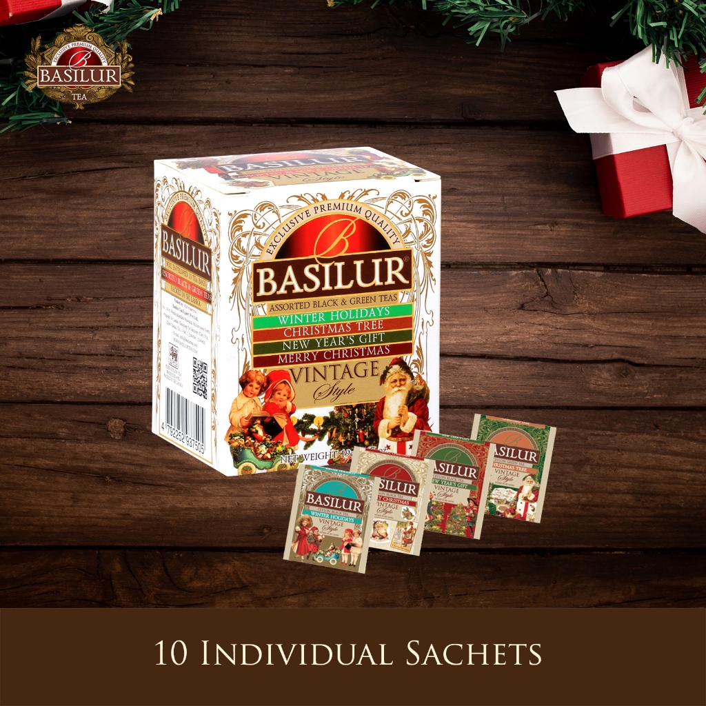 Basilur Vintage Style Assorted Christmas Black & Green Tea (10 ...
