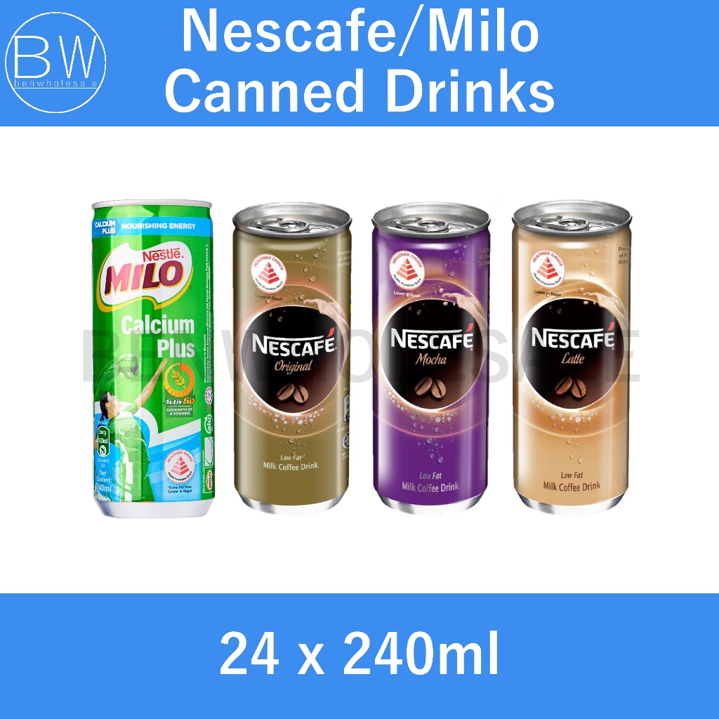 Assorted Milo Can/ Nescafe Original/Latte/Mocha Cans (1 Carton, 24 x ...
